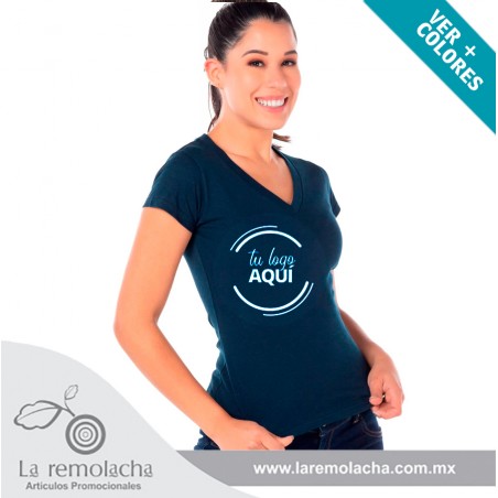 Playera Cuello V para dama.